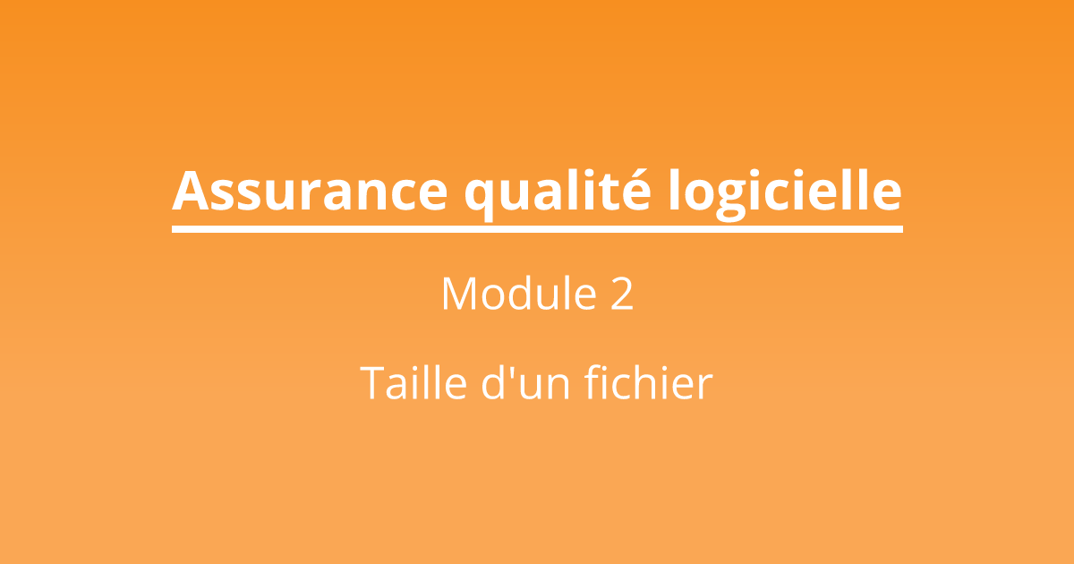 Taille d'un fichier | Assurance qualité logicielle