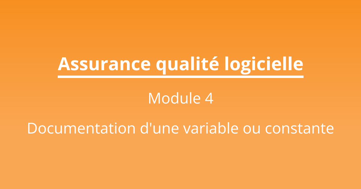 Documentation d'une variable ou constante | Assurance qualité logicielle